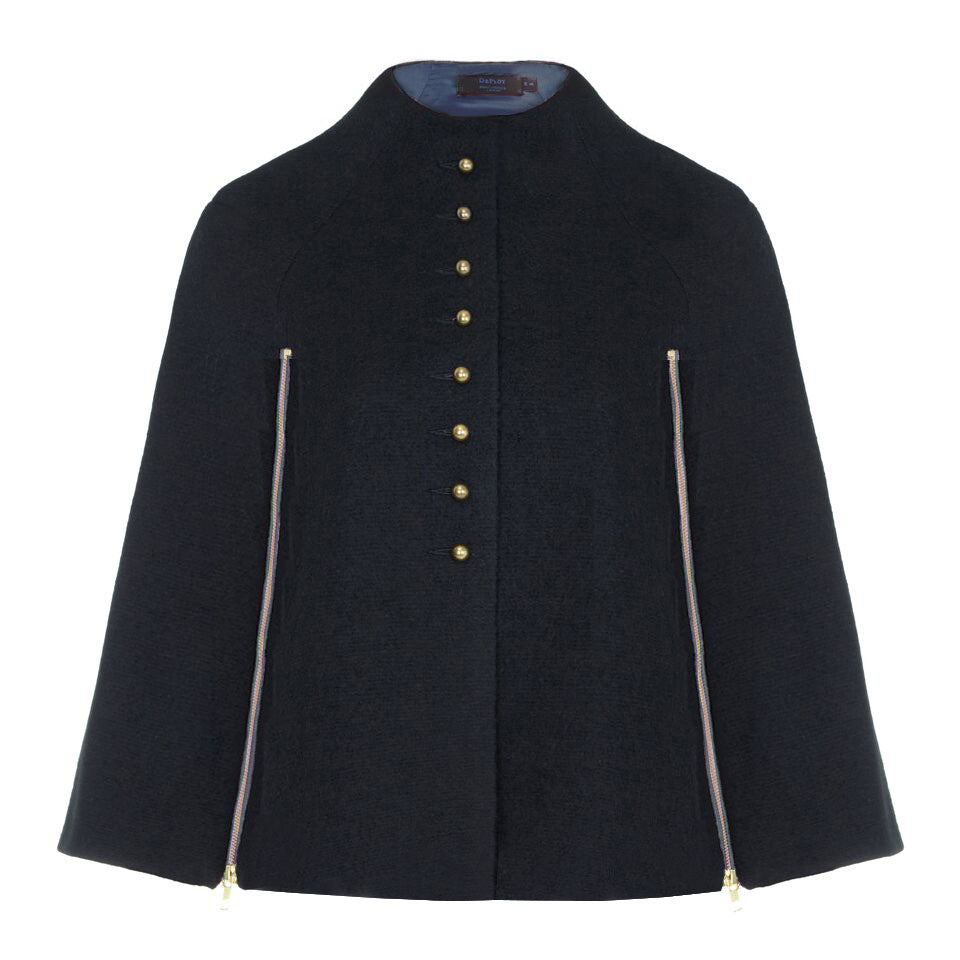 Women's Black Zipped Wool Cape | Women's Capes London | DEPLOY – DEPLOY ...