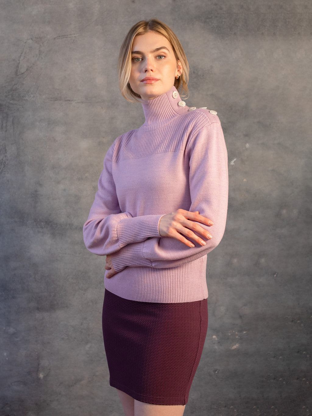 Merino Wool Poloneck in Orchid Pink | Women's Jumpers | DEPLOY