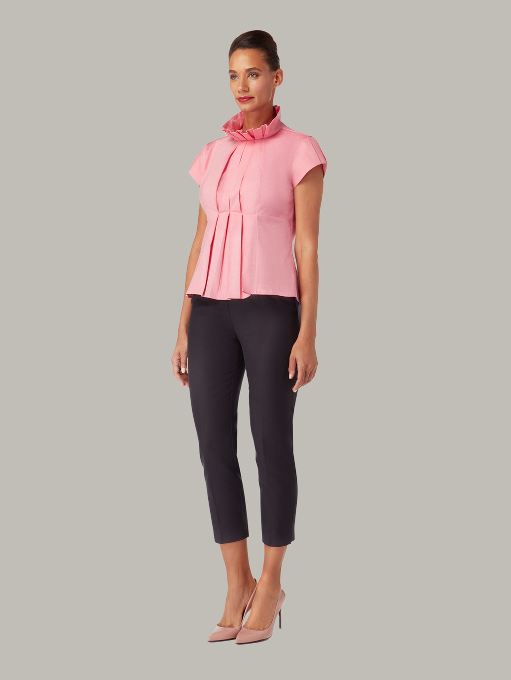 Empire-Cut Pleated Top in Pale Red | Women's Tops Online | DEPLOY